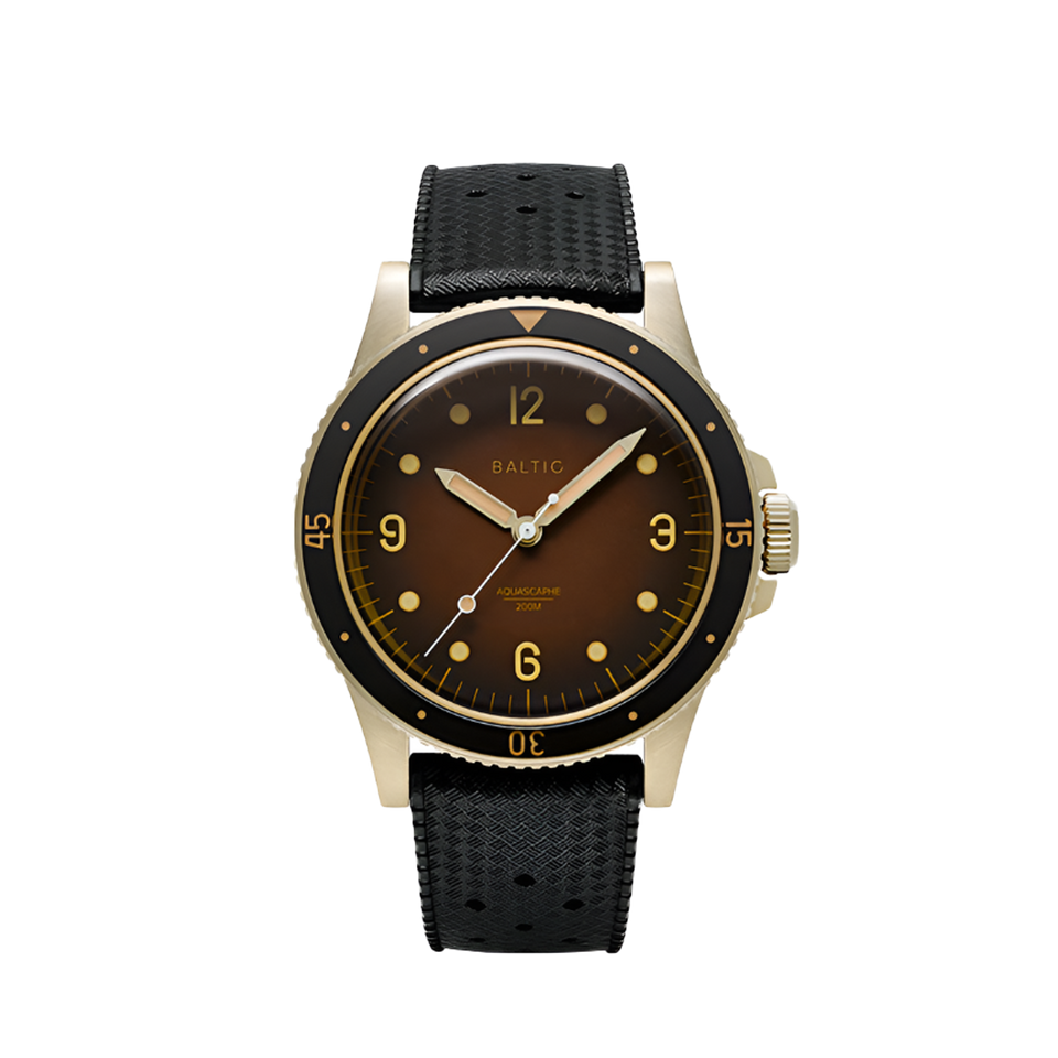 Baltic Aquascaphe Bronze Brown - Black Tropic Strap – Time+Tide Watches